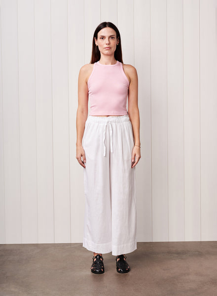 Fine 2X1 Rib Cropped High Neck in Powder Pink – shopstateside.us